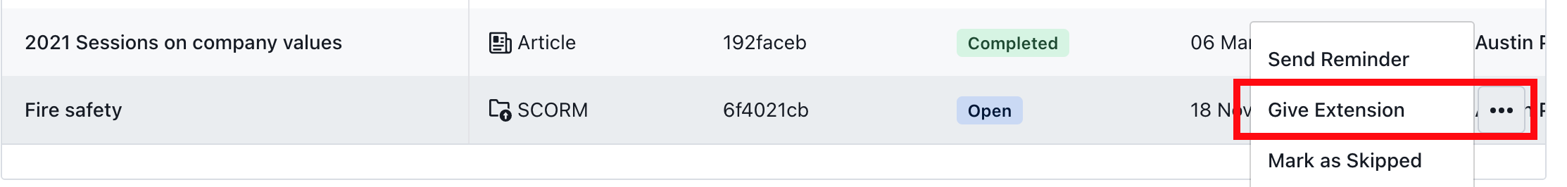 Grant extensions for compliance requirements